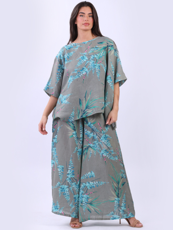 Wholesale Italian Floral Batwing Lagenlook Linen Tunic Top